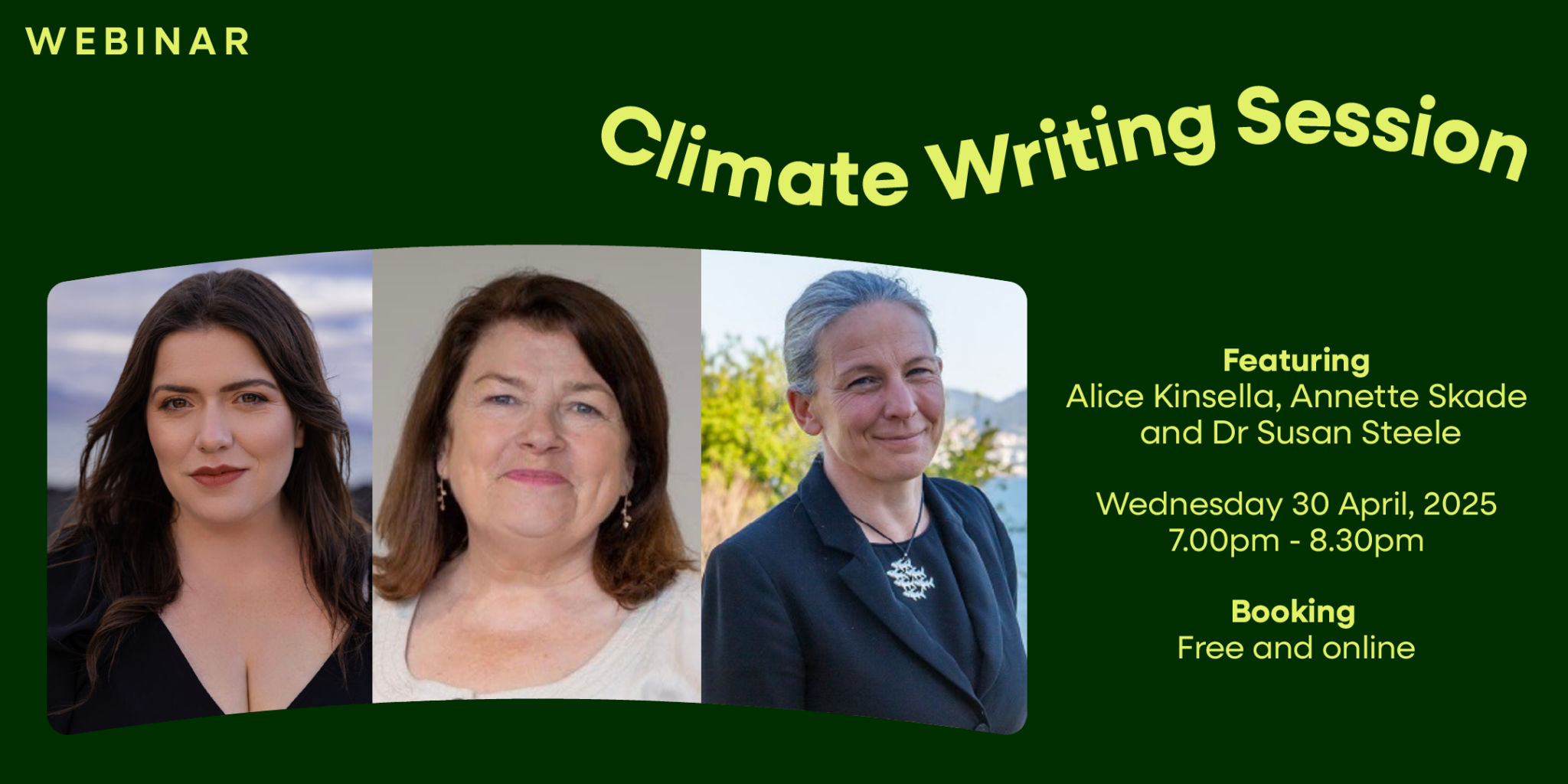 Climate Writing Session with Alice Kinsella, Annette Skade and Dr Susan ...